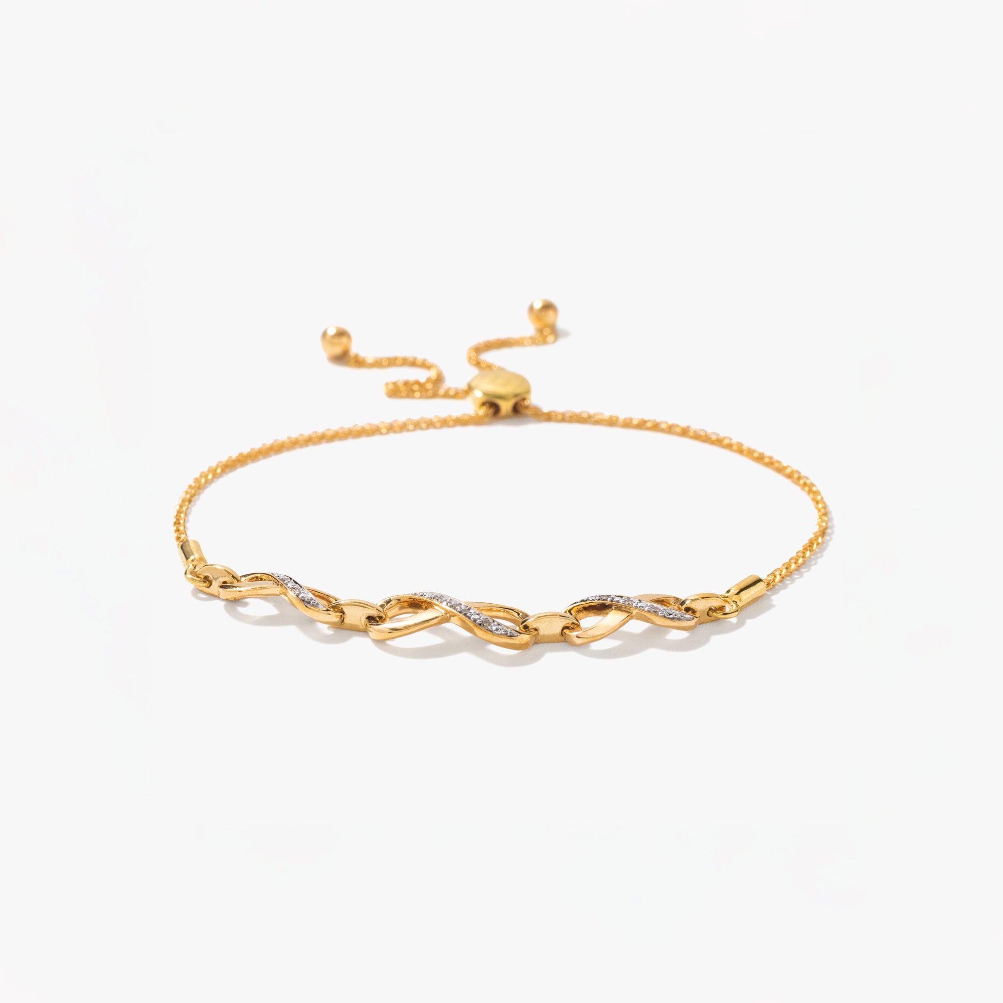 Infinity Bolo Style Bracelet in 10K Yellow Gold (0.05 ct tw) – Ann ...