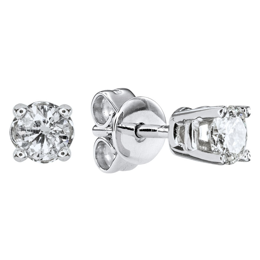 Solitaire Diamond Stud Earrings in 14K White Gold 0.25 ct tw Ann Louise Jewellers